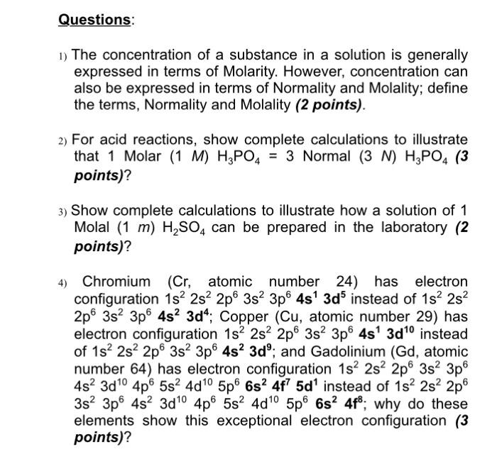 Solved Questions: 1) The concentration of a substance in a | Chegg.com