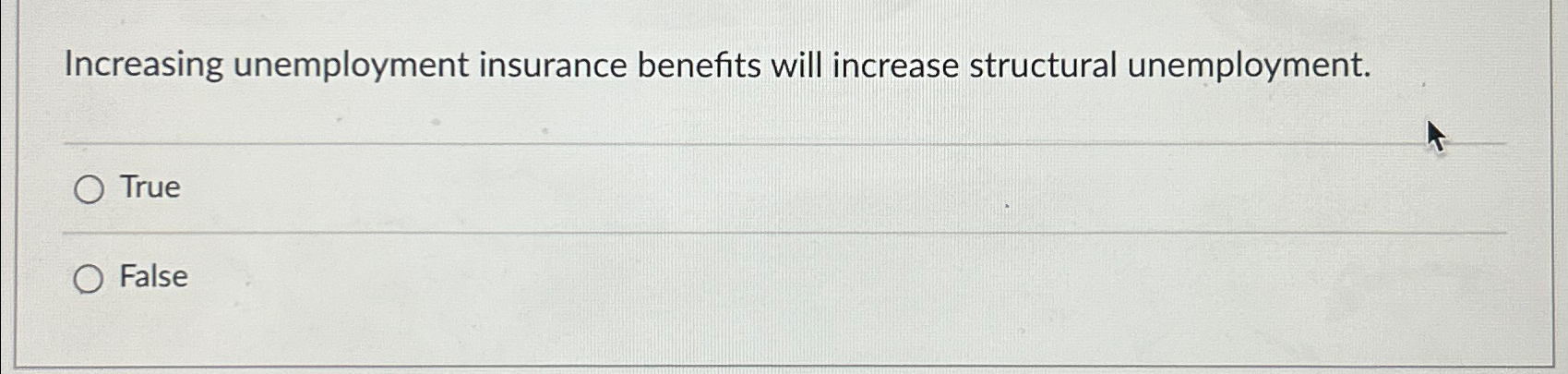 Solved Increasing unemployment insurance benefits will | Chegg.com