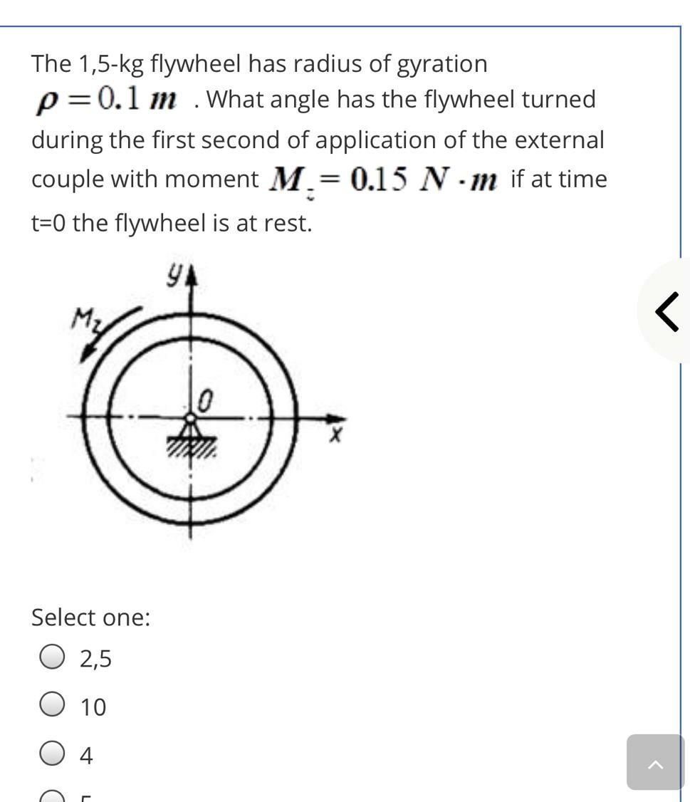Solved The 1,5-kg flywheel has radius of gyration p=0.1 m . | Chegg.com