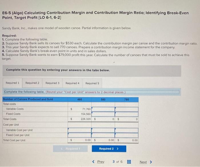 Solved E6-5 (Algo) Calculating Contribution Margin and | Chegg.com