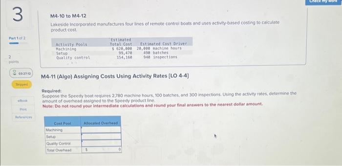 Solved M4-10 to M4-12 Lakeside Incorporated manufactures | Chegg.com