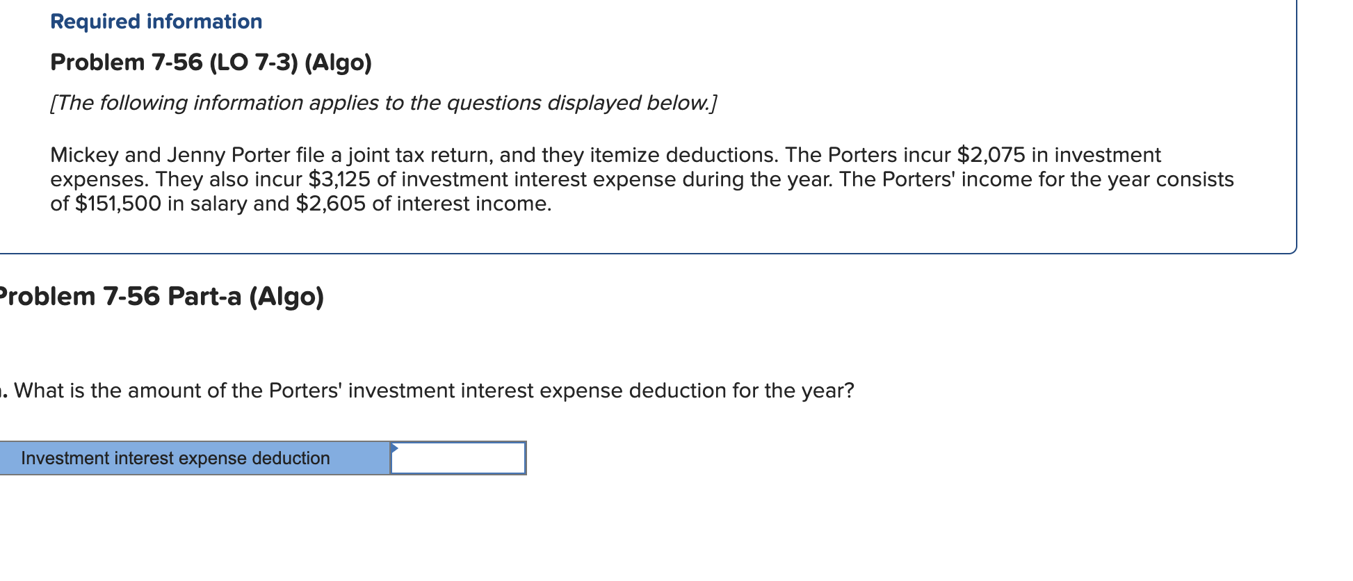 Solved Required informationProblem 7-56 (LO 7-3) (Algo)[The | Chegg.com