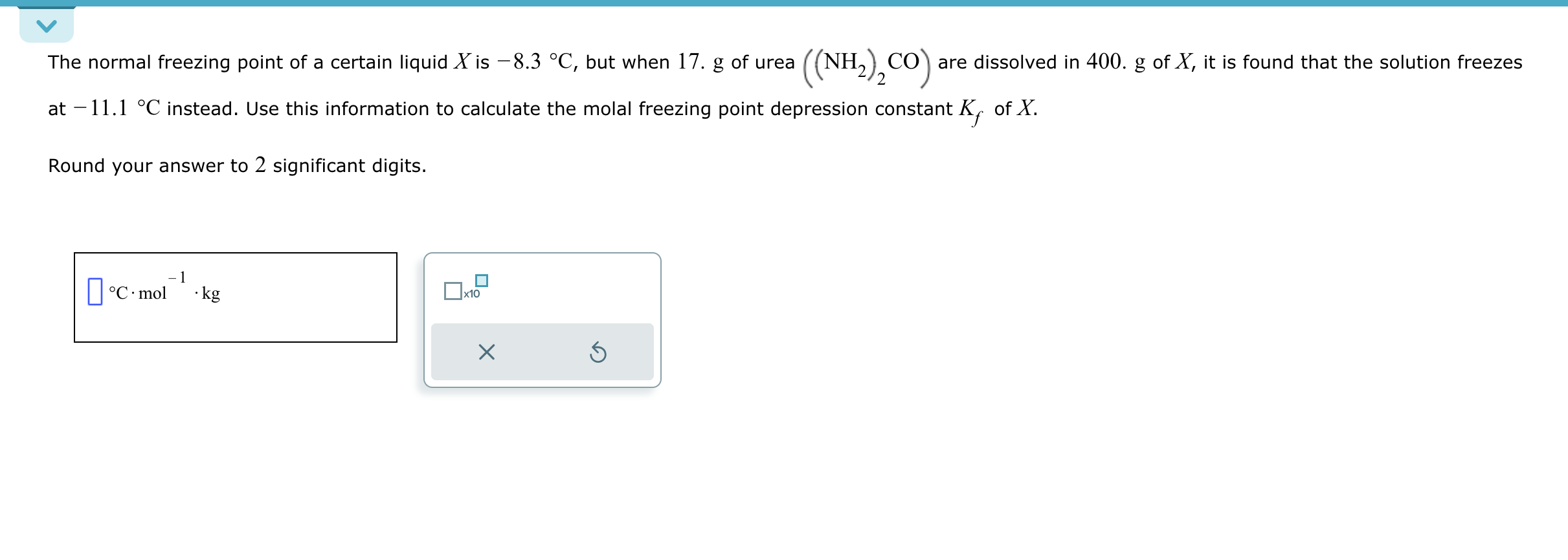 Solved The normal freezing point of a certain liquid x ﻿is | Chegg.com