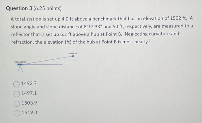 Solved A total station is set up 4.0ft above a benchmark | Chegg.com