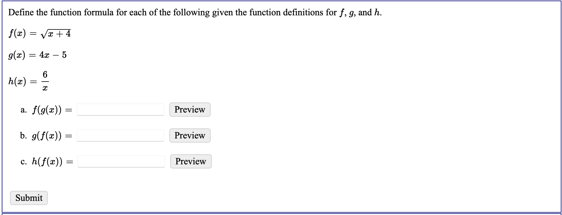 Solved Define the function formula for each of the following | Chegg.com