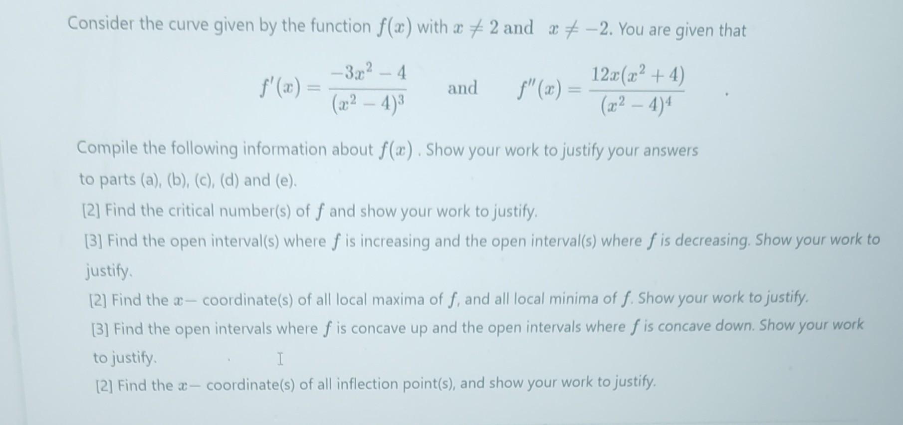 Solved Consider the curve given by the function f(x) with | Chegg.com