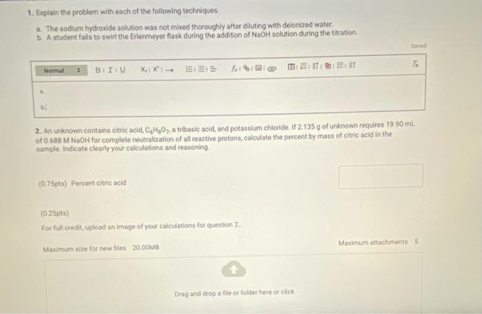 Solved Report Submission - Unknown Titration Yes 2 (0.5pts) | Chegg.com
