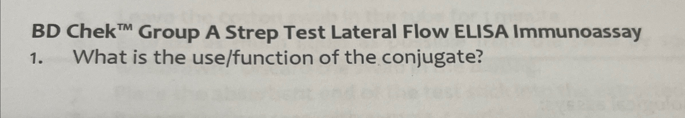 Solved BD Chek ?TM ﻿Group A Strep Test Lateral Flow ELISA | Chegg.com