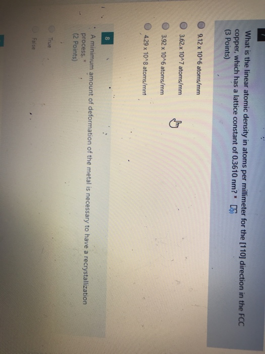Solved What Is The Linear Atomic Density In Atoms Per