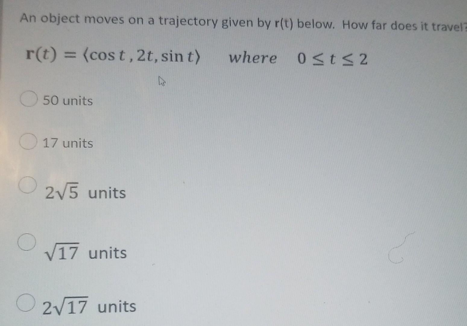 Solved An object moves on a trajectory given by r(t) below. | Chegg.com