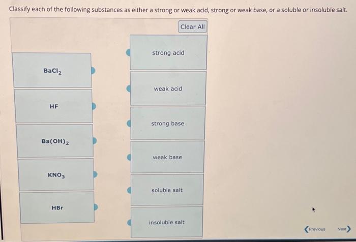 Solved Classify each of the following substances as either a | Chegg.com