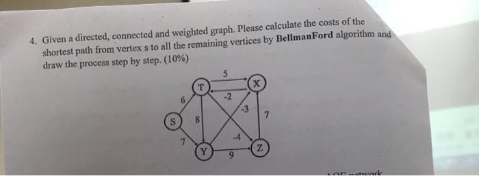 Solved 4. Given a directed, connected and weighted graph. | Chegg.com