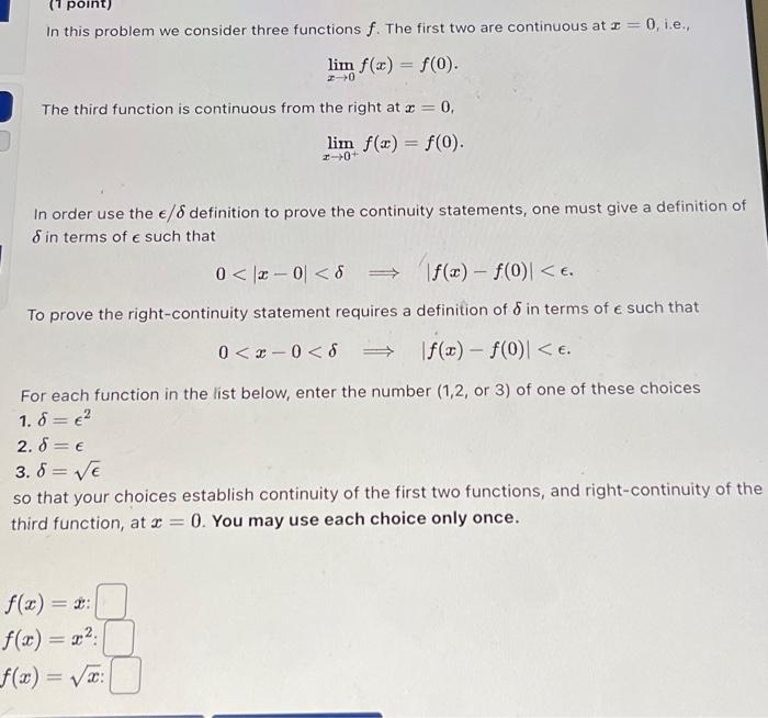 Solved In this problem we consider three functions f. The | Chegg.com