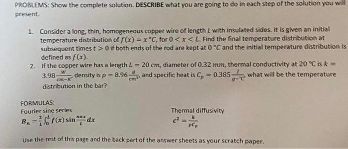 Solved PROBLEMS: Show the complete solution. DESCRIBE what | Chegg.com