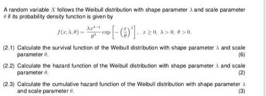 Solved A random variable X follows the Weibull distribution | Chegg.com
