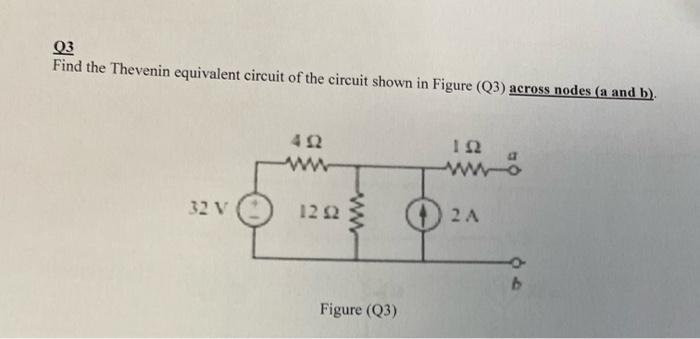 Solved Q3 Find the Thevenin equivalent circuit of the | Chegg.com