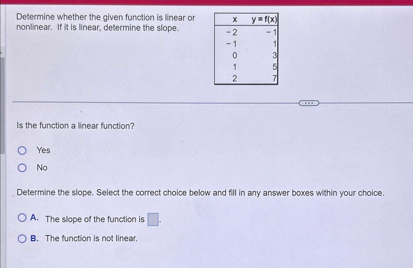 Solved Determine whether the given function is linear or | Chegg.com