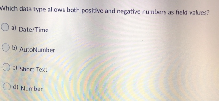 Solved Which Data Type Allows Both Positive And Negative