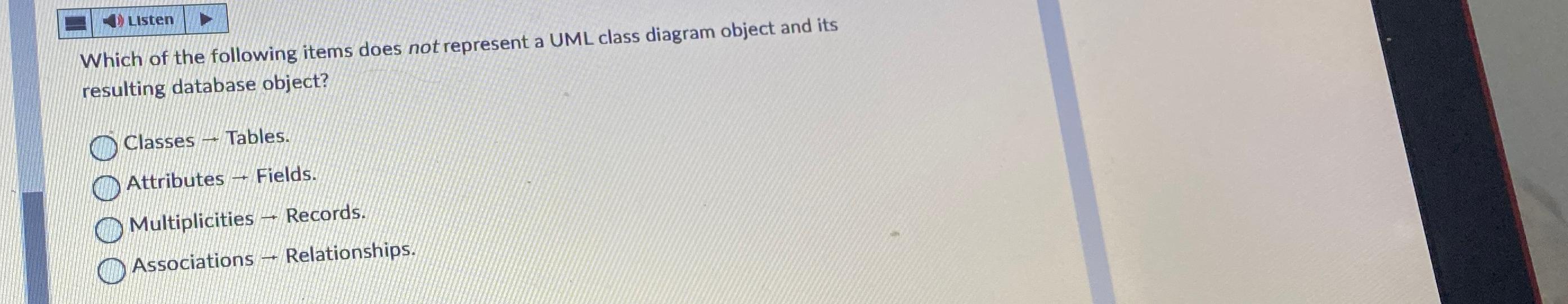 Solved ListenWhich of the following items does not represent | Chegg.com