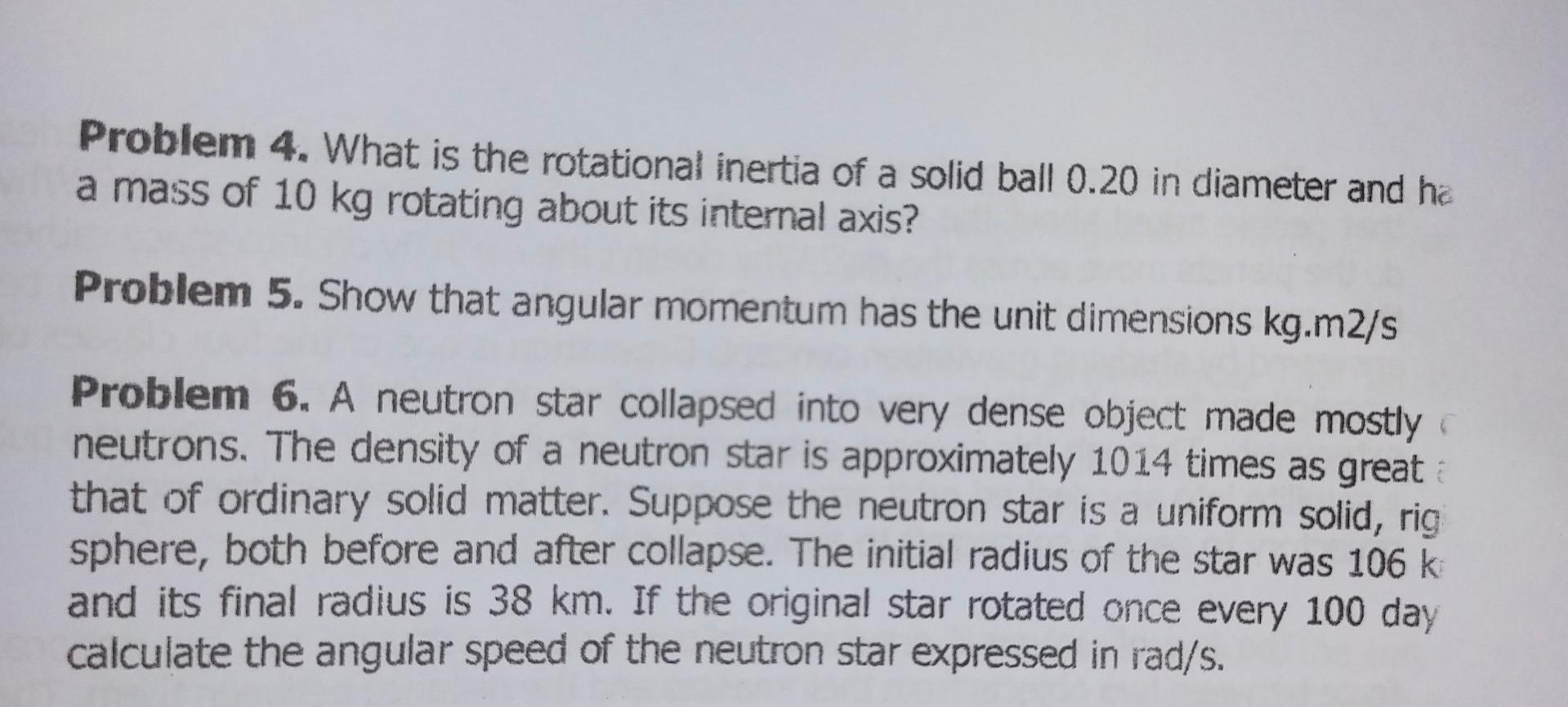 Solved Problem 4. What is the rotational inertia of a solid | Chegg.com