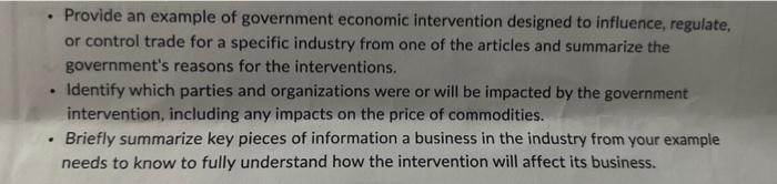 Solved - Provide an example of government economic | Chegg.com