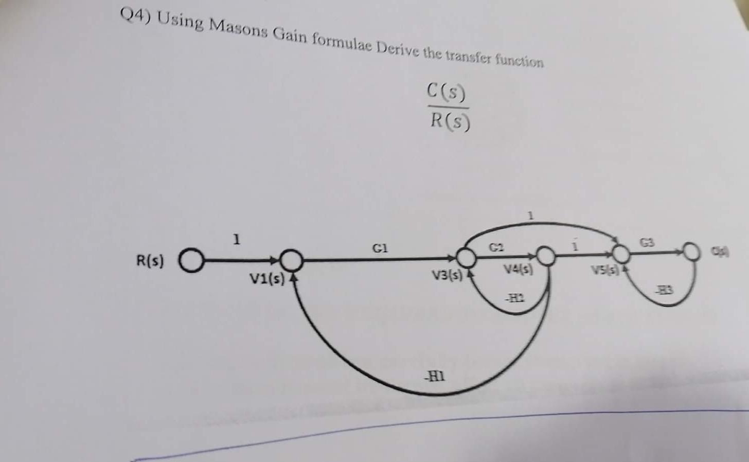 Solved Q4) Using Masons Gain formulae Derive the transfer | Chegg.com