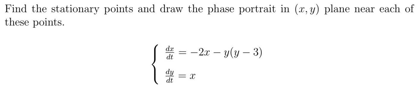 Solved Find the stationary points and draw the phase | Chegg.com