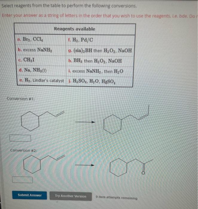 Solved Select reagents from the table to perform the | Chegg.com