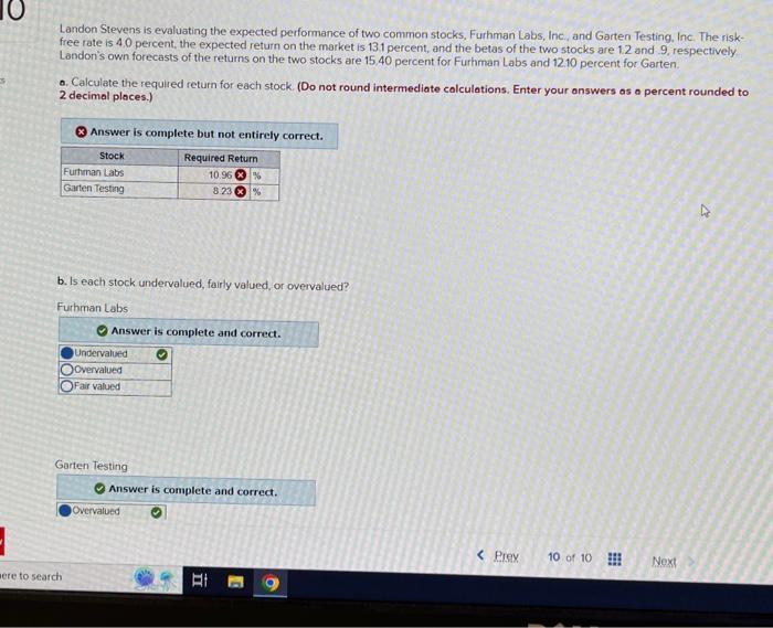 Solved Landon Stevens is evaluating the expected performance | Chegg.com