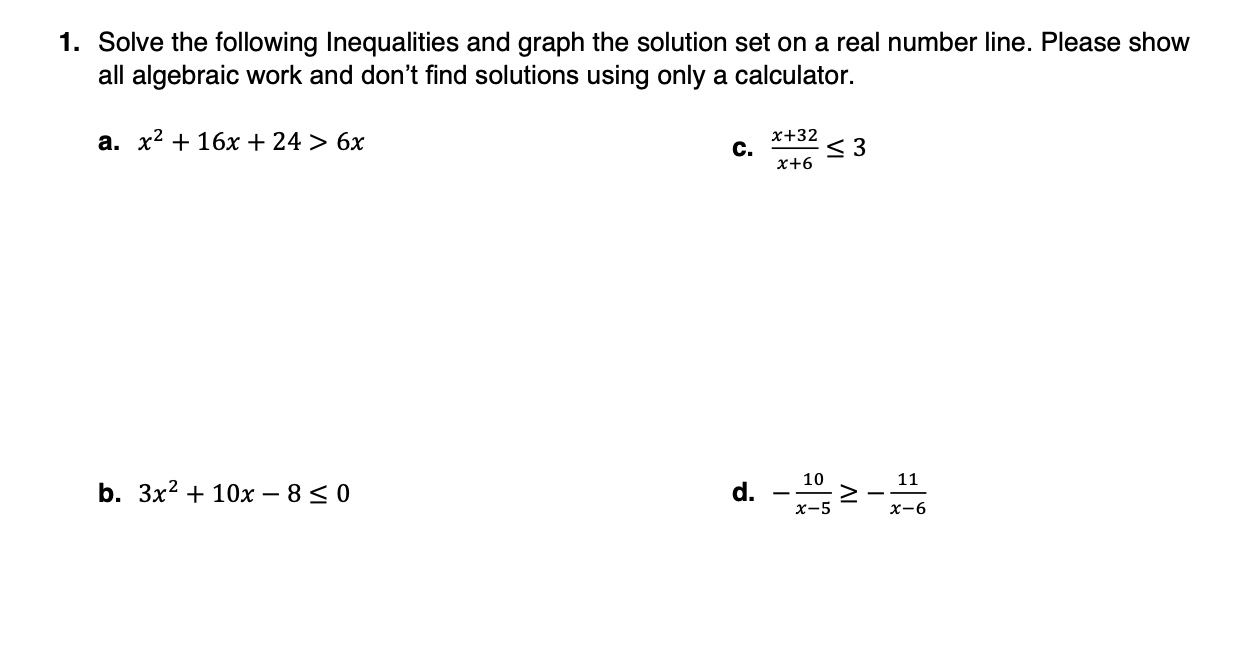 Solved Solve the following Inequalities and graph the | Chegg.com