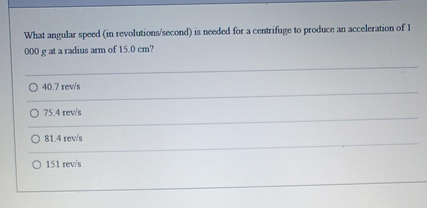 Solved What angular speed (in revolutions/second) is needed | Chegg.com