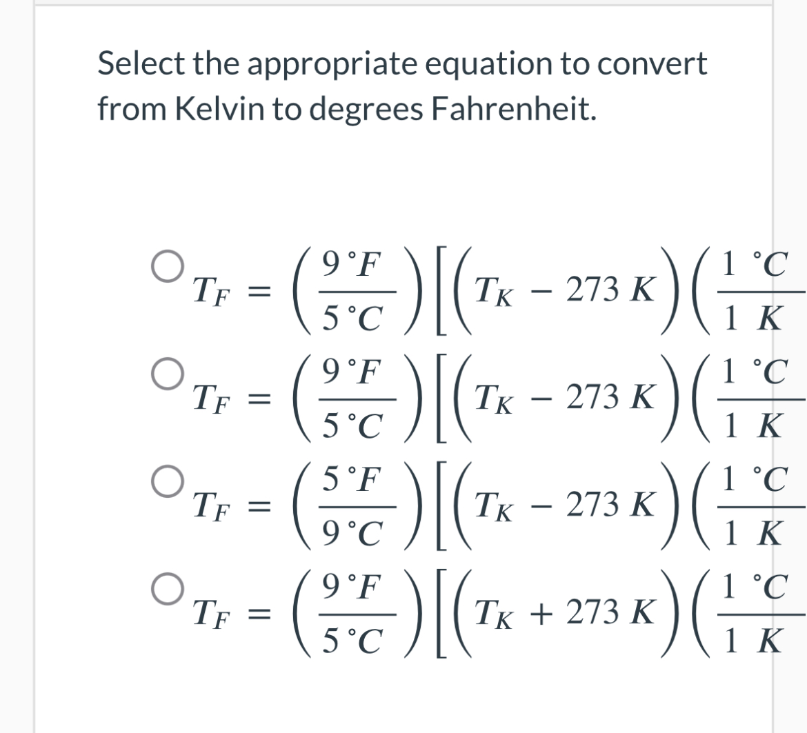 Solved Select the appropriate equation to convert from | Chegg.com