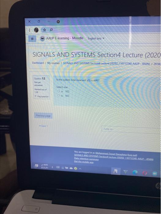 Solved X ☆ AAUP E-learning - Moodle English en- SIGNALS AND | Chegg.com