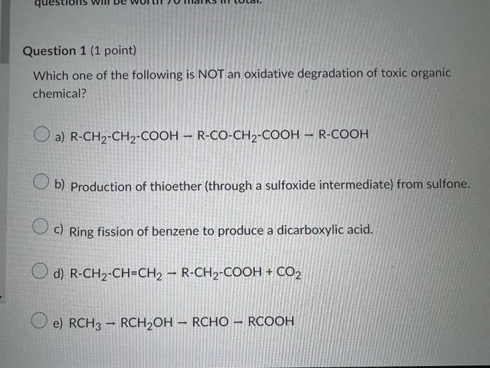 Solved trons Question 1 (1 point) Which one of the following | Chegg.com