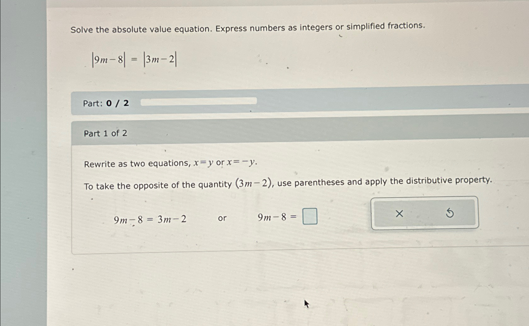 Solved Solve the absolute value equation. Express numbers as | Chegg.com