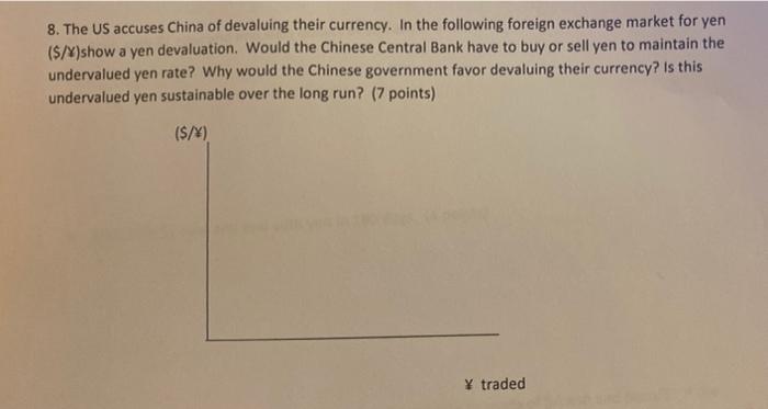 Solved 8 The Us Accuses China Of Devaluing Their Currency