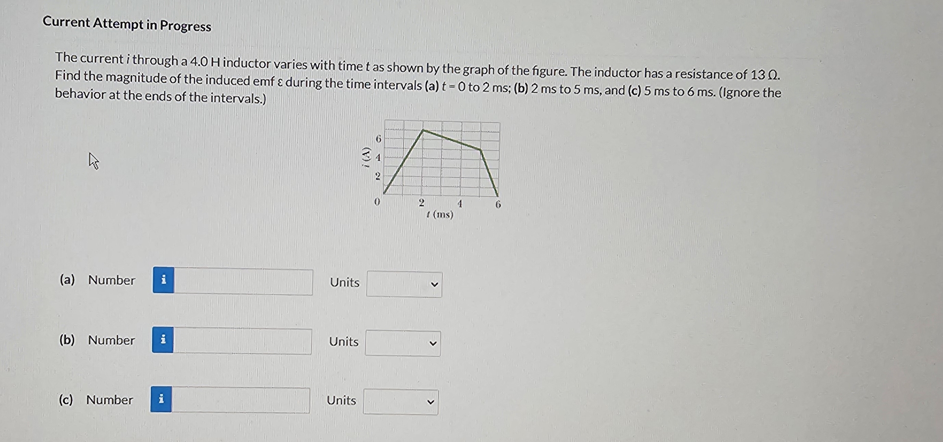 Solved Current Attempt in ProgressThe current i through a | Chegg.com
