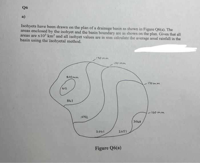 Solved Isohyets have been drawn on the plan of a drainage | Chegg.com