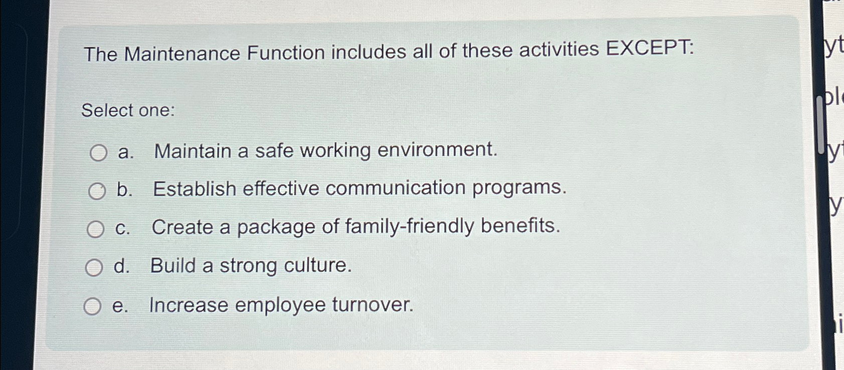 Solved The Maintenance Function includes all of these | Chegg.com