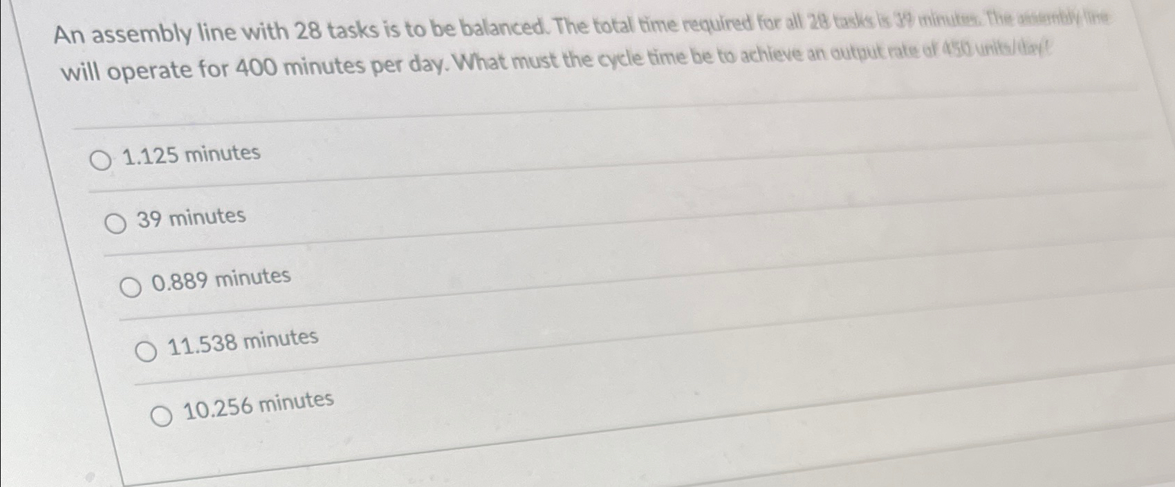 Solved An assembly line with 28 ﻿tasks is to be balanced. | Chegg.com