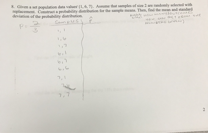 Solved 8. Given a set population data values {1, 6, 7). | Chegg.com