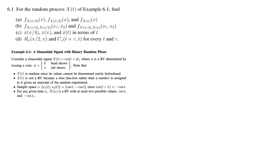 Example 6.1: A Sinusoidal Signal with Binary Random | Chegg.com