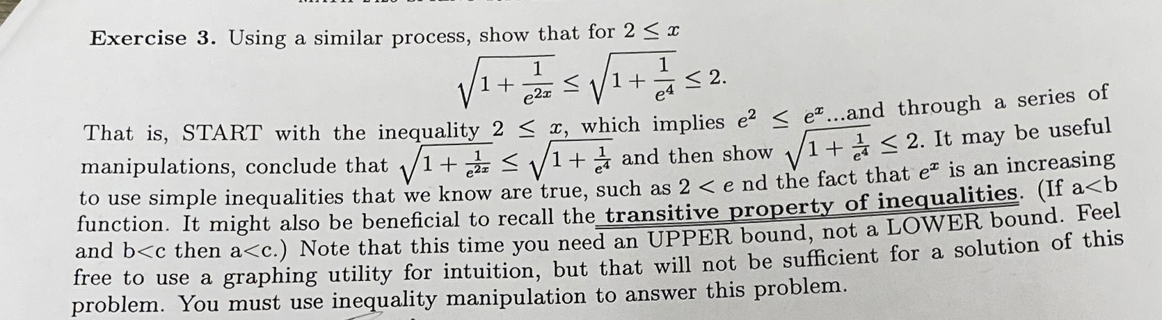 Solved Exercise 3. ﻿Using a similar process, show that for | Chegg.com