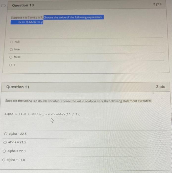 Solved true false Question 11 3 pts Suppose that alpha is a | Chegg.com