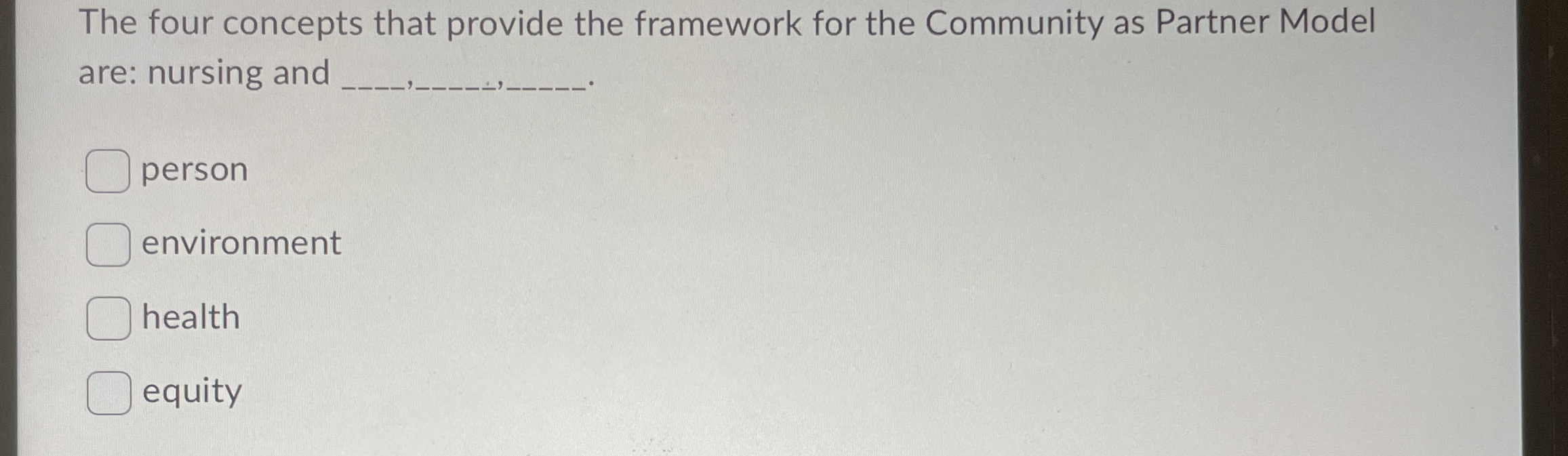 Solved The four concepts that provide the framework for the | Chegg.com
