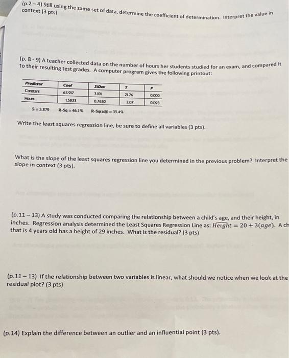 Solved (p.2) The following data compares the number of | Chegg.com
