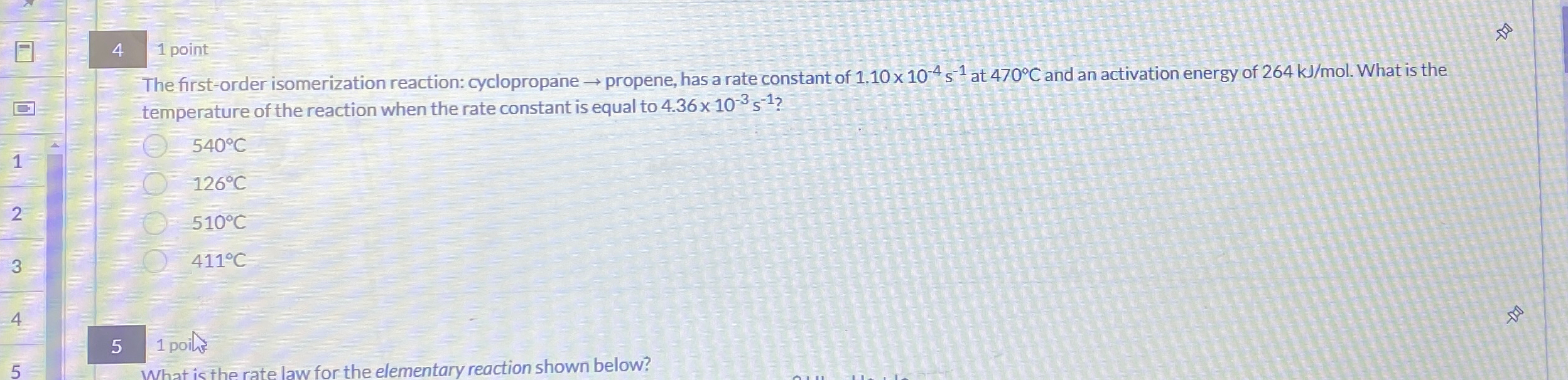 Solved 41 ﻿pointThe first-order isomerization reaction: | Chegg.com