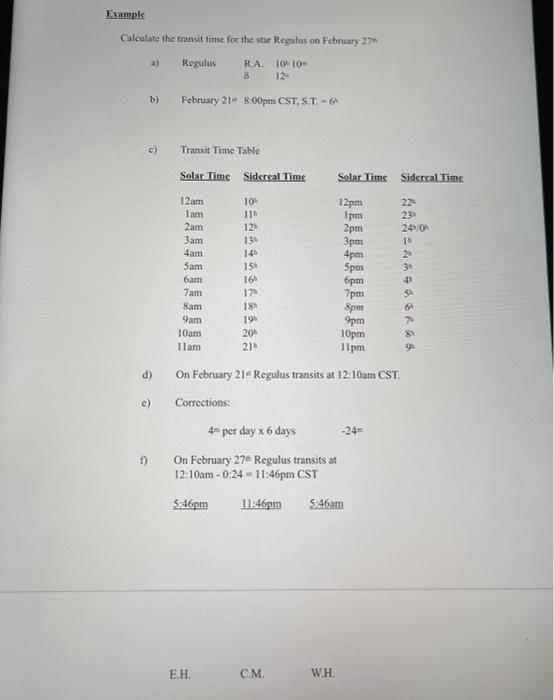 Solved Calcalate the transit time for the star Regulus on | Chegg.com