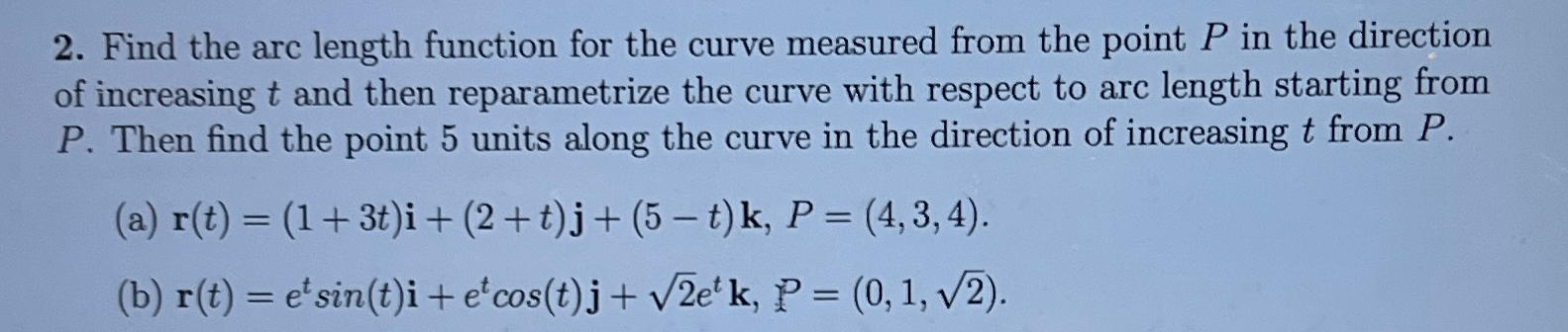 Solved Find the arc length function for the curve measured | Chegg.com