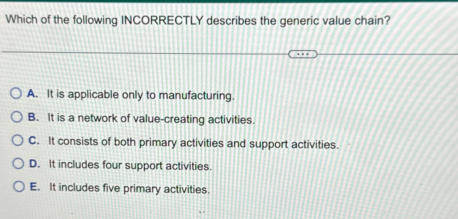 Solved Which of the following INCORRECTLY describes the | Chegg.com
